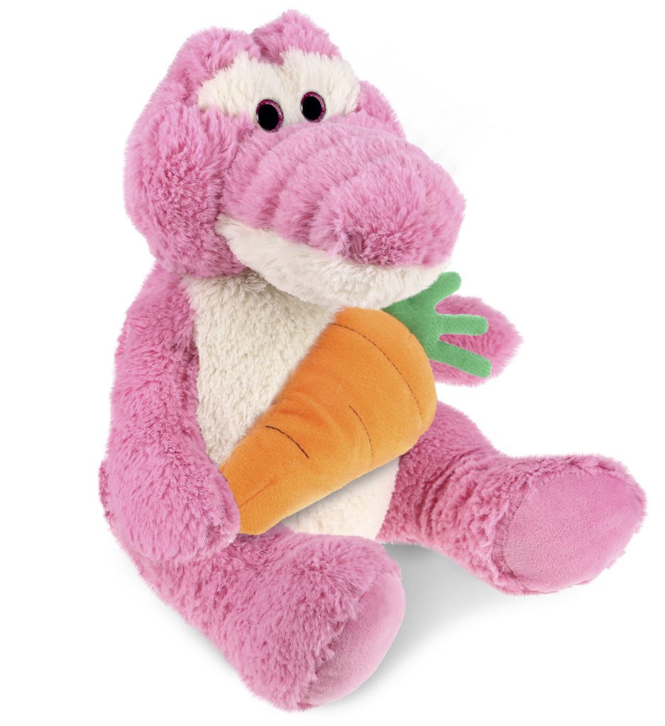 Sitting Pink Alligator With Carrot Plush - Super-Soft Plush - CoTa Global Sitting Pink Alligator With Carrot Plush - Super-Soft Plush - CoTa Global